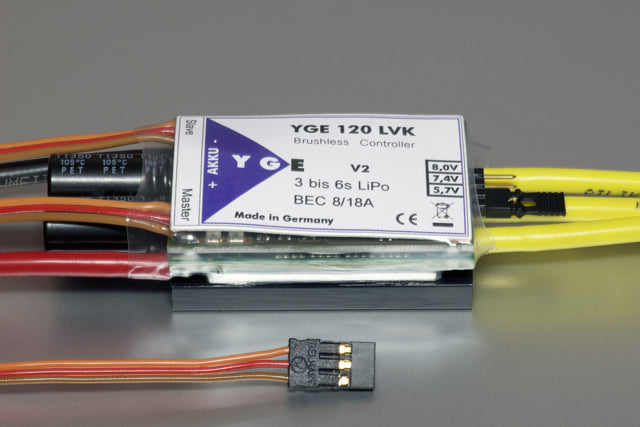 YGE Brushless 120LVK (3-6S) ESC with BEC – Tiger Tactical Airsoft